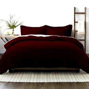 true-luxury 400-thread count 100% egyptian cotton 3 piece duvet cover set king (104"x90") zipper closure hotel quality, long staple egyptian cotton sateen weave easy care - [king-wine solid]