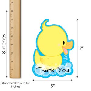 Big Dot of Happiness Ducky Duck - Shaped Thank You Cards - Baby Shower or Birthday Party Thank You Note Cards with Envelopes - Set of 12