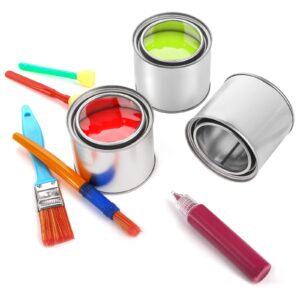 WUWEOT 8 Pack Metal Paint Cans, 1/2 Empty Pint Size Paint Buckets, Half Pint Storage Container with Lids for Solvents, Paints or Craft Projects