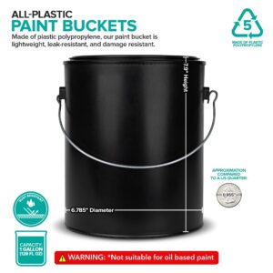 1 Gallon Plastic Paint Bucket (Black) - Triple Lock Airtight Seal - Minimizes Skimming - Rust Proof - Odor & Chemical Resistant - 128 Fl Oz All-Plastic Paint Can with Metal Handle - Stock Your Home