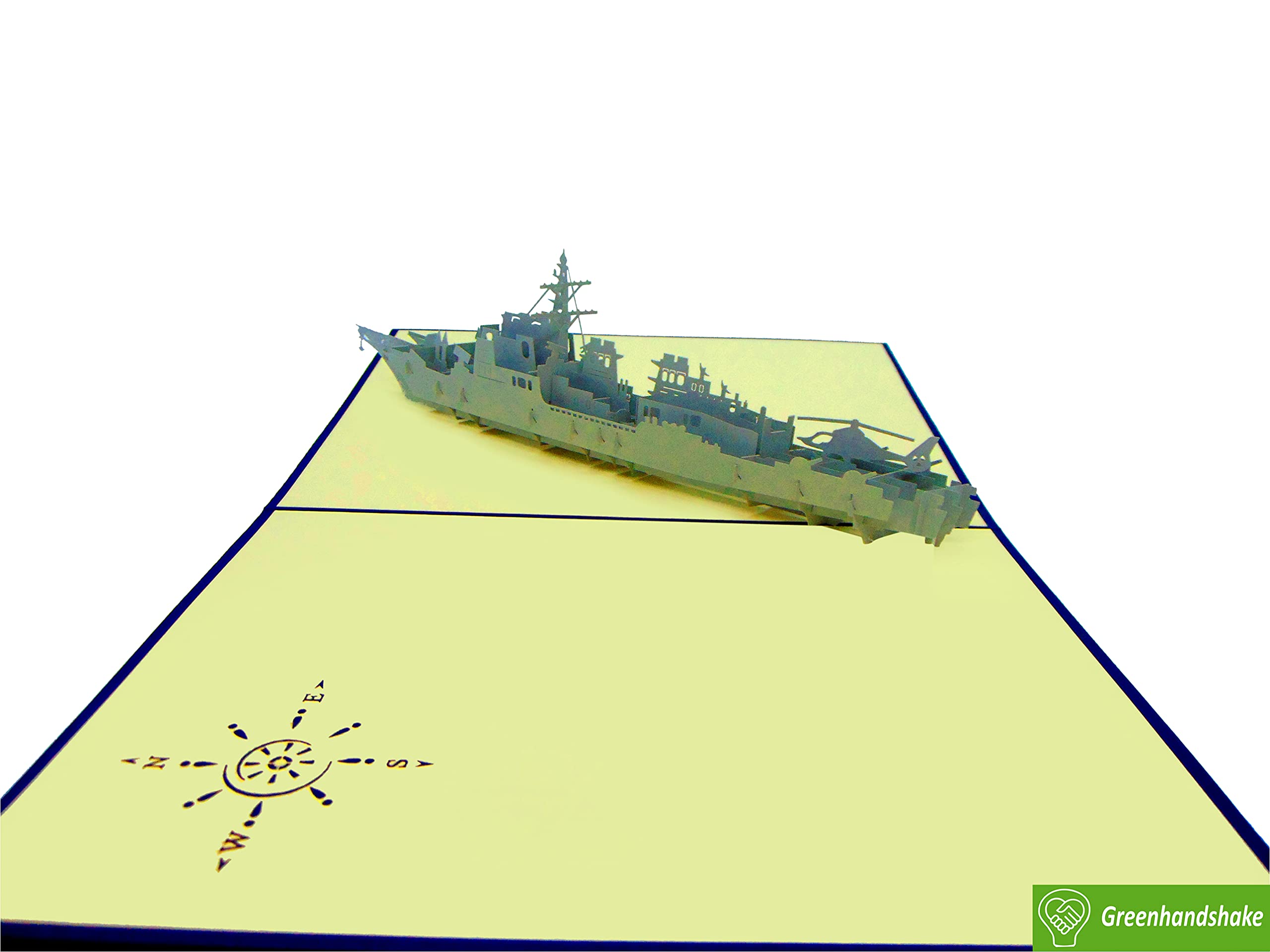 GREENHANDSHAKE Powerful US Navy Ship 3D Pop Up Birthday Card, Valentine's Day, Mother's Day, Graduation, Wedding, Thank You, Get Well, All Occasions, 8 x 6 in