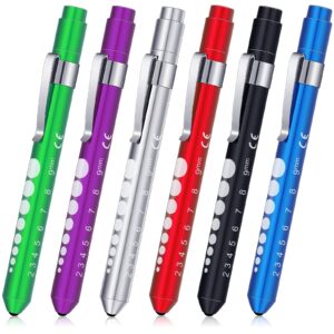 penlight for nurse pen light led reusable pen light with pupil gauge nurses pin light for torch medical students doctors daily use with pocket clip nurse and doctor gifts(6 pieces,basic colors)