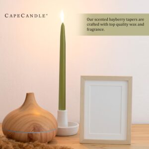 Cape Candle - Scented Bayberry Taper Candles 9” Pair, Bayberry Legend On Box