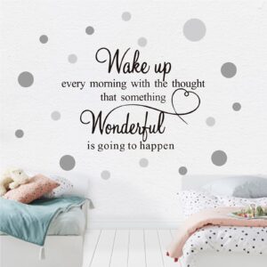 motivational art quotes wall decals, inspirational sayings words with dots wall stickers, vinyl letters motto wall décor, removable diy sign wall mural for bedroom, living room, home decoration