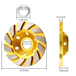 sansheng 4 Pack Concrete Grinding Wheel 4 Inch Concrete Turbo Diamond Grinding Cup Wheel 12 Segs Heavy Duty Angle Grinder Wheels for Angle Grinder