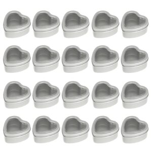 dicunoy 20 pack 2oz metal tins, heart shaped empty tin box with lids, candle jars gift storage container cans with clear window for candle making, candies, treasures