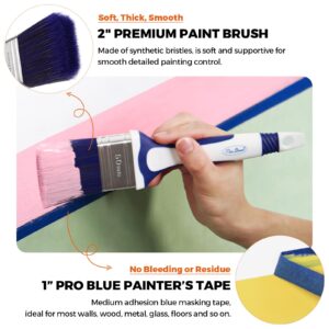 PinStone 20pcs Small Paint Roller Kit, 4“ 2” Mini Roller Paint Brush with Special Caved-in Edge Foam, Microfiber Rollers and Versatile Paint Tray for Painting Walls, Cabinet, Touch up