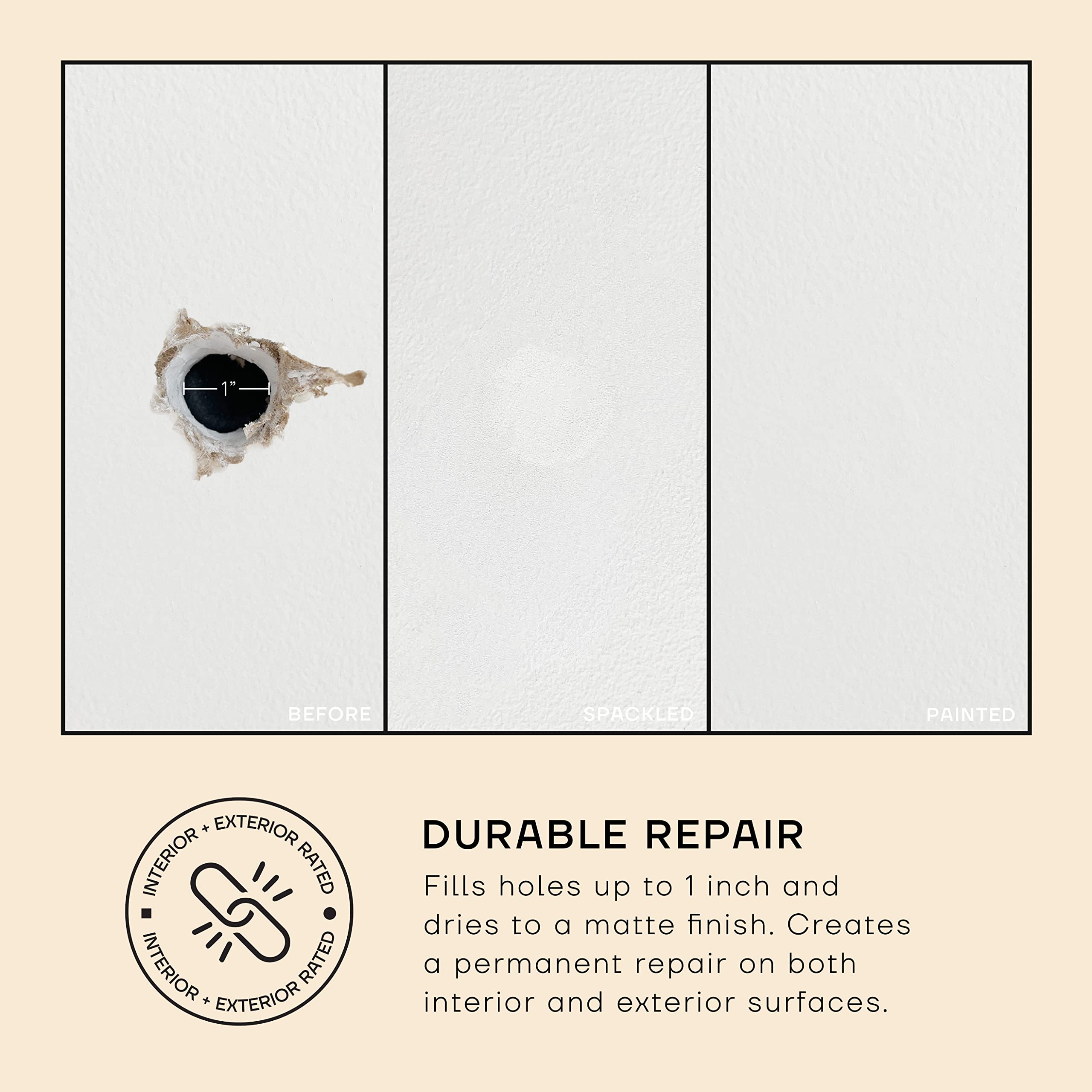 soto Small Hole Repair, White Spackle, 4 Ounces (No. 07 in Situ White) — High Strength Small Hole Filler for use on: Walls, Drywall, Ceiling, Furniture, Cabinets