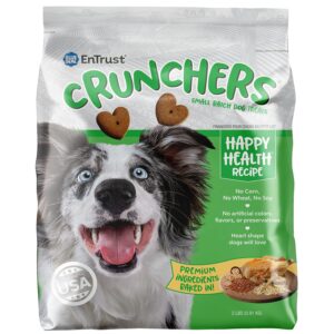 blue seal kent entrust crunchers - small dog treats, happy health recipe - crunchy oven baked biscuits with premium ingredients, nutritious snack, ideal for training - made in usa, 2-pound bag