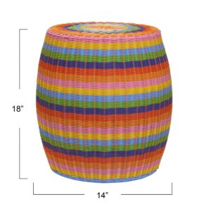 Household Essentials Handwoven Resin Barrel Side Table, Multicolor