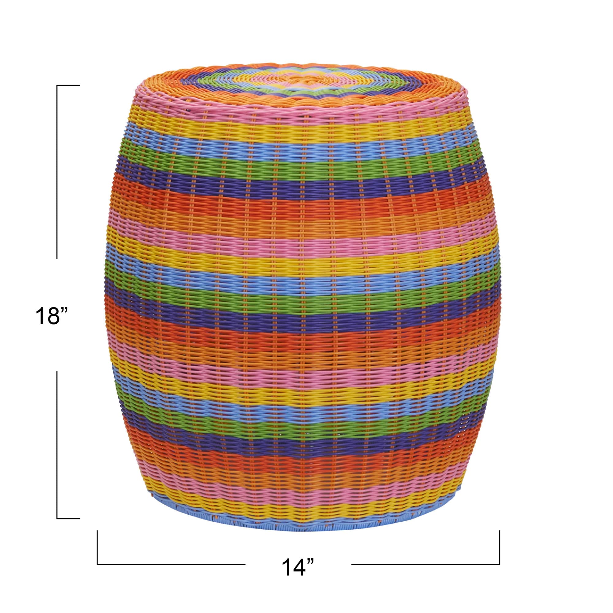 Household Essentials Handwoven Resin Barrel Side Table, Multicolor