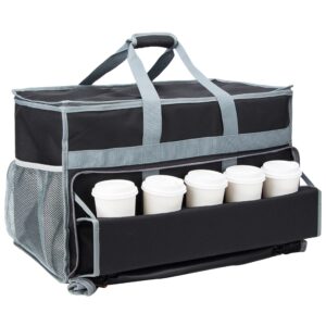 pacmaxi insulated food delivery bag xxl, 23''x14''x14'' delivery bag with cups holder, food delivery bag suitable for delivery(black)