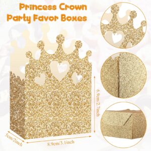 20 Pieces Princess Crown Boxes Glitter Princess Boxes Princess Crown Candy Boxes Gold Crown Party Favor Boxes Glitter Crown Party Boxes for Wedding Birthday Baby Shower Supplies