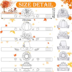 Sumind 24 Pieces Color Your Own Thanksgiving Crowns Thanksgiving Craft for Kids Turkey Paper Hat for Sunday School Thanksgiving Activity (Classic)