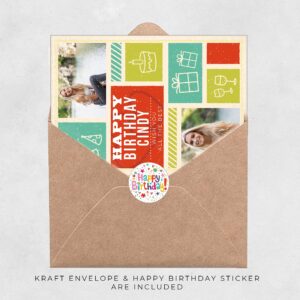 Color King Studio Personalized Birthday Card, Happy Birthday Card, Custom Greeting, Handmade Birthday Cards, Custom Photo Card