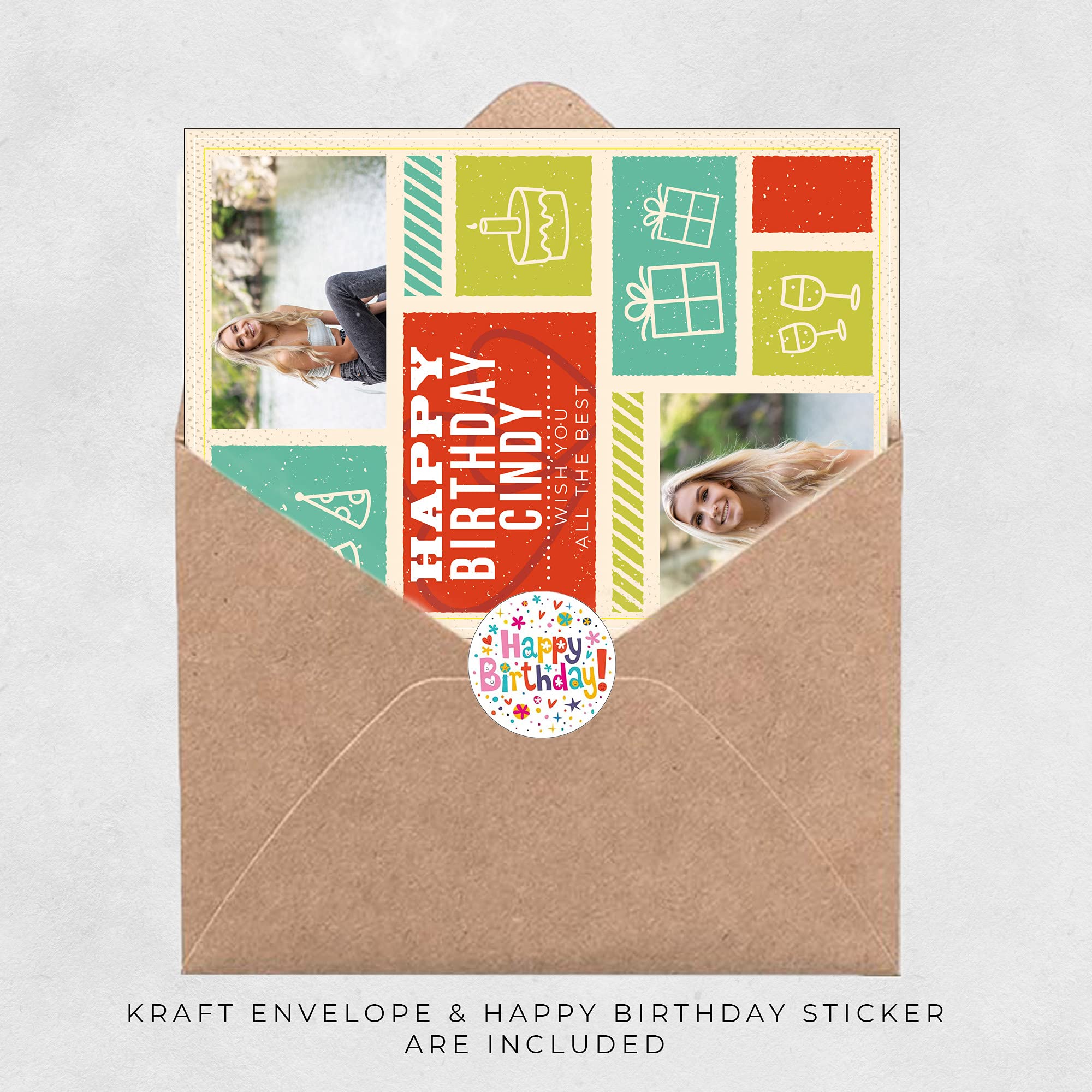 Color King Studio Personalized Birthday Card, Happy Birthday Card, Custom Greeting, Handmade Birthday Cards, Custom Photo Card