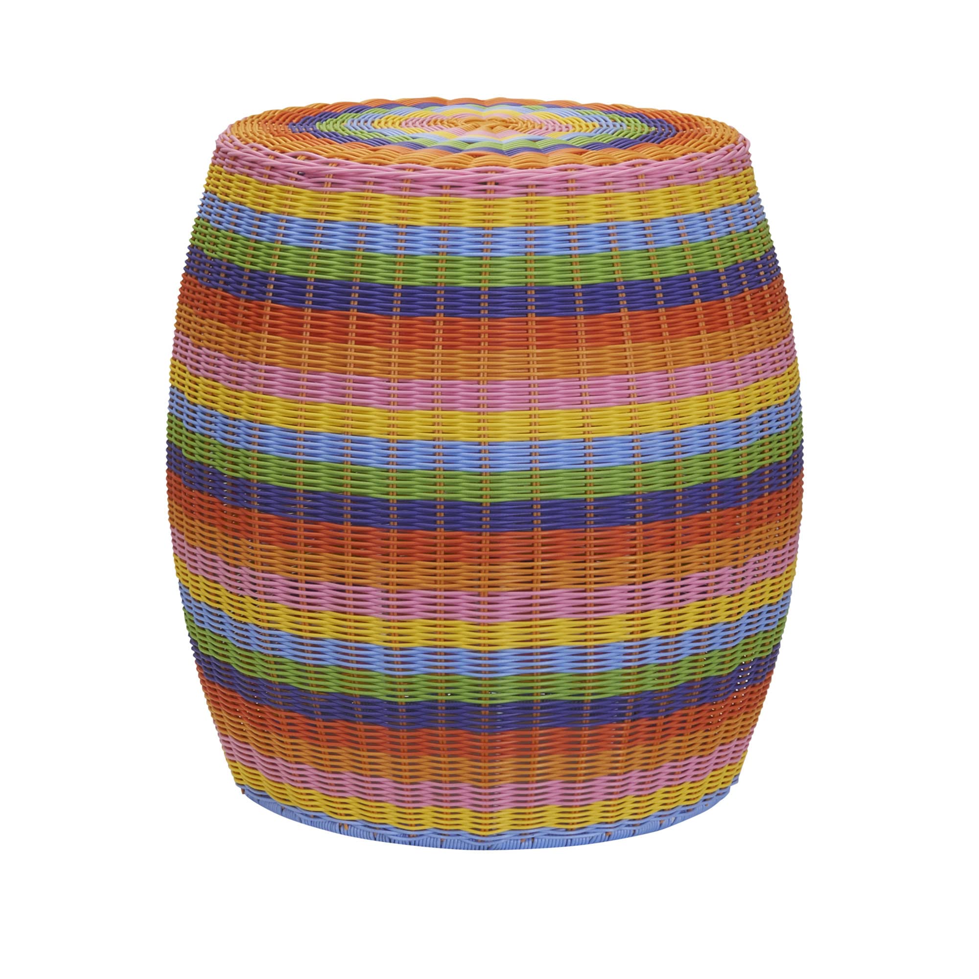 Household Essentials Handwoven Resin Barrel Side Table, Multicolor