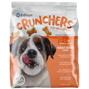 blue seal kent entrust crunchers - small dog treats, peanut butter flavor - crunchy oven baked biscuits with premium ingredients, healthy snack, ideal for training - made in usa, 3.5-pound bag