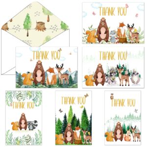 zonon 72 pieces woodland thank you cards 36 forest envelopes and 36 bear forest greeting thank you cards animal blank notes card for baby shower party