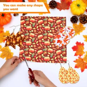 Tatuo 16 Pieces Thanksgiving Fabric Fall Fabric Fat Fabric Bundles Craft Plaid Fabric Squares Patchwork with Pumpkin Maple Patterns for Autumn DIY Sewing Quilting Crafts, 10 x 10 Inch(Vivid Pattern)