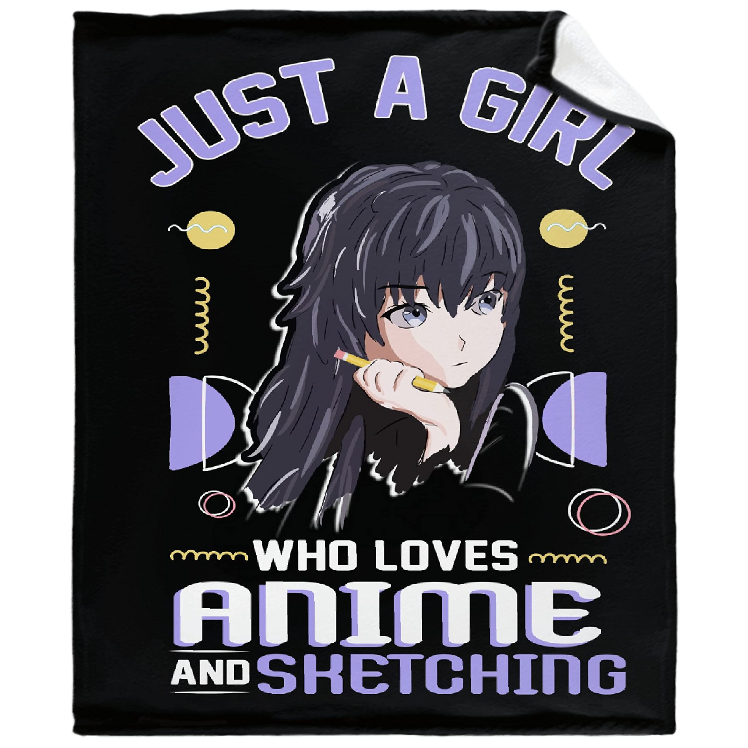 Microfiber Flannel Throw Blanket Just A Girl Who Loves Anime and Sketching Super Soft Cozy Lightweight Summer Quilt Perfect for Bed Sofa-60"x50" Medium for Teen