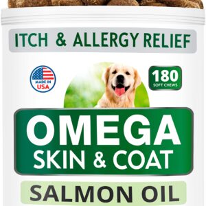 Omega 3 for Dogs + Calming Hemp Treats for Dogs Bundle - Fish Oil Chews for Dog Shedding, Skin Allergy, Itch Relief + Anxiety Relief - Separation Aid - Stress Relief During Fireworks, Storms, Thunder