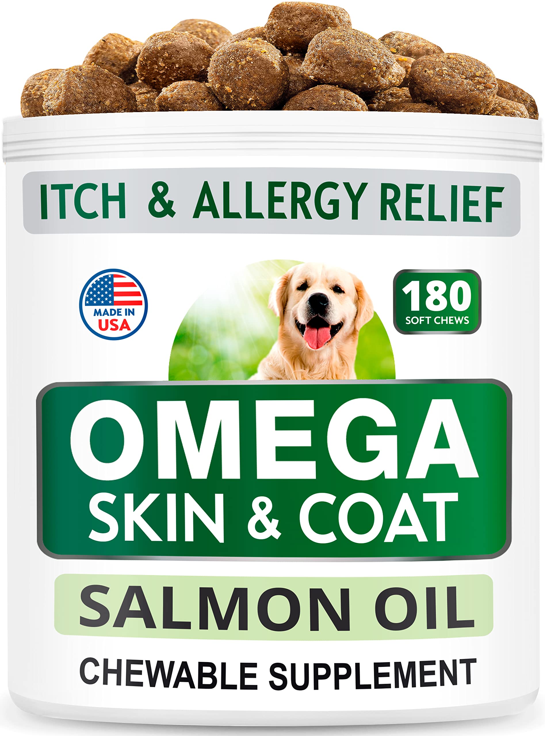 Omega 3 for Dogs + Calming Hemp Treats for Dogs Bundle - Fish Oil Chews for Dog Shedding, Skin Allergy, Itch Relief + Anxiety Relief - Separation Aid - Stress Relief During Fireworks, Storms, Thunder