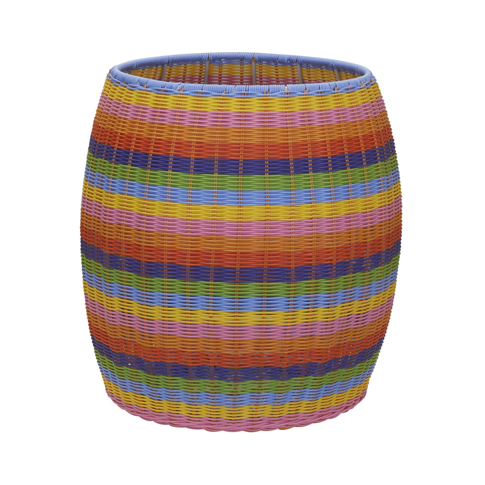 Household Essentials Handwoven Resin Barrel Side Table, Multicolor