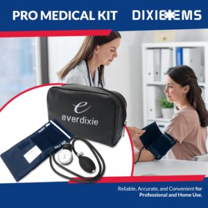 Dixie EMS Aneroid Sphygmomanometer, Manual Blood Pressure Monitor with Cuff, Carrying Case and Calibration Key - Size (13.5” – 20”)