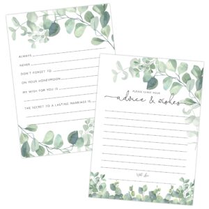 your main event prints eucalyptus advice and wishes cards for bridal showers, weddings, and the bride and groom - pack of 50 5"x7" cards