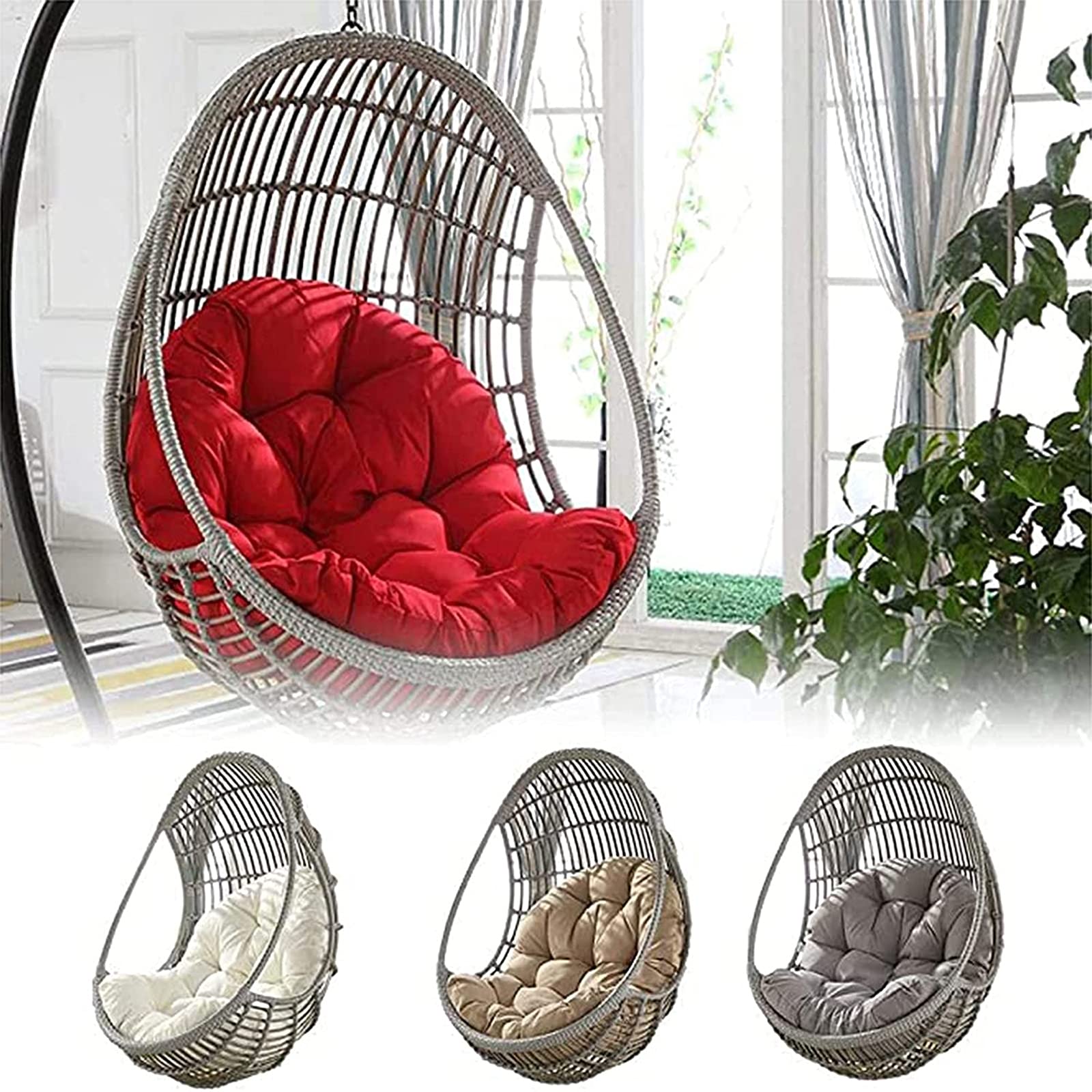 Hanging Egg Chair Seat Cushion- Outdoor and Indoor Rattan Weave Swing Hammock Chair Pads, for Indoor Outdoor Patio 90x120cm (Cushion only),Brown