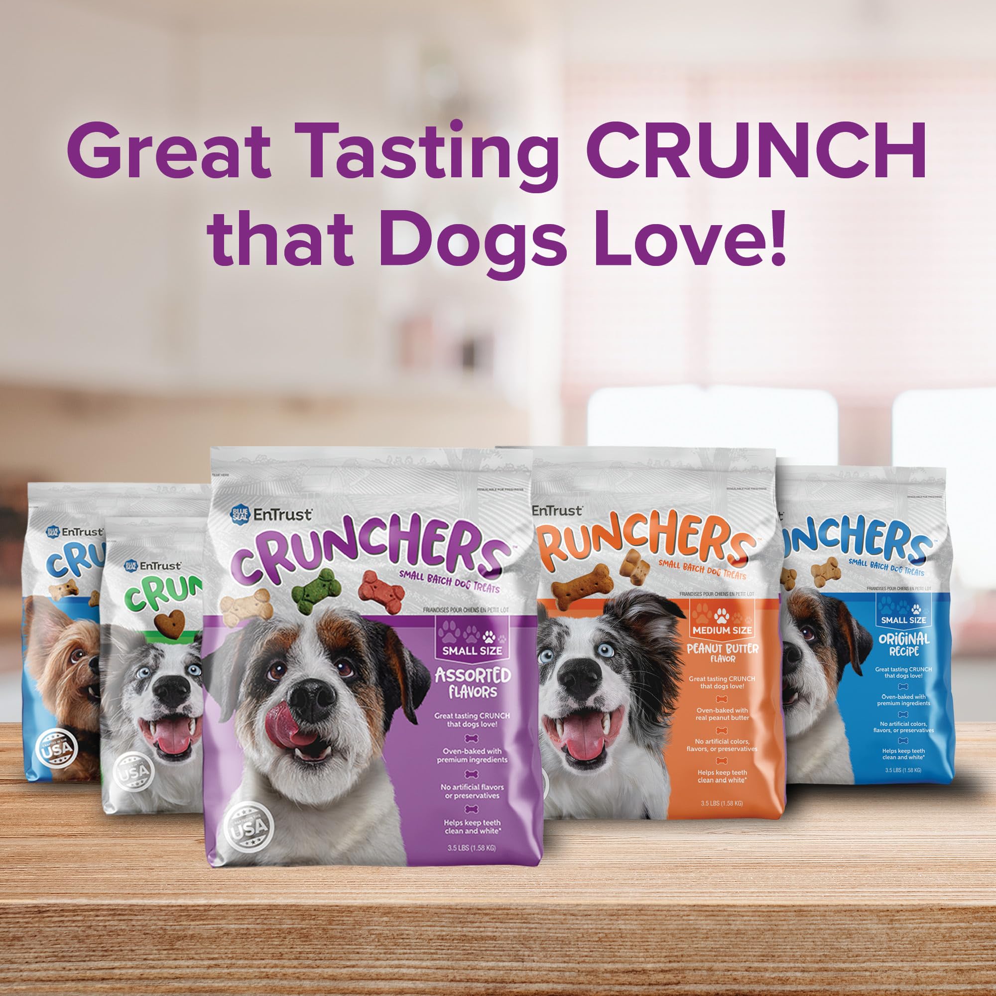 Blue Seal Kent Entrust Crunchers - Medium Dog Treats, Assorted Flavors - Crunchy Oven Baked Biscuits with Premium Ingredients, Healthy Snack, Ideal for Training - Made in USA, 3.5-Pound Bag