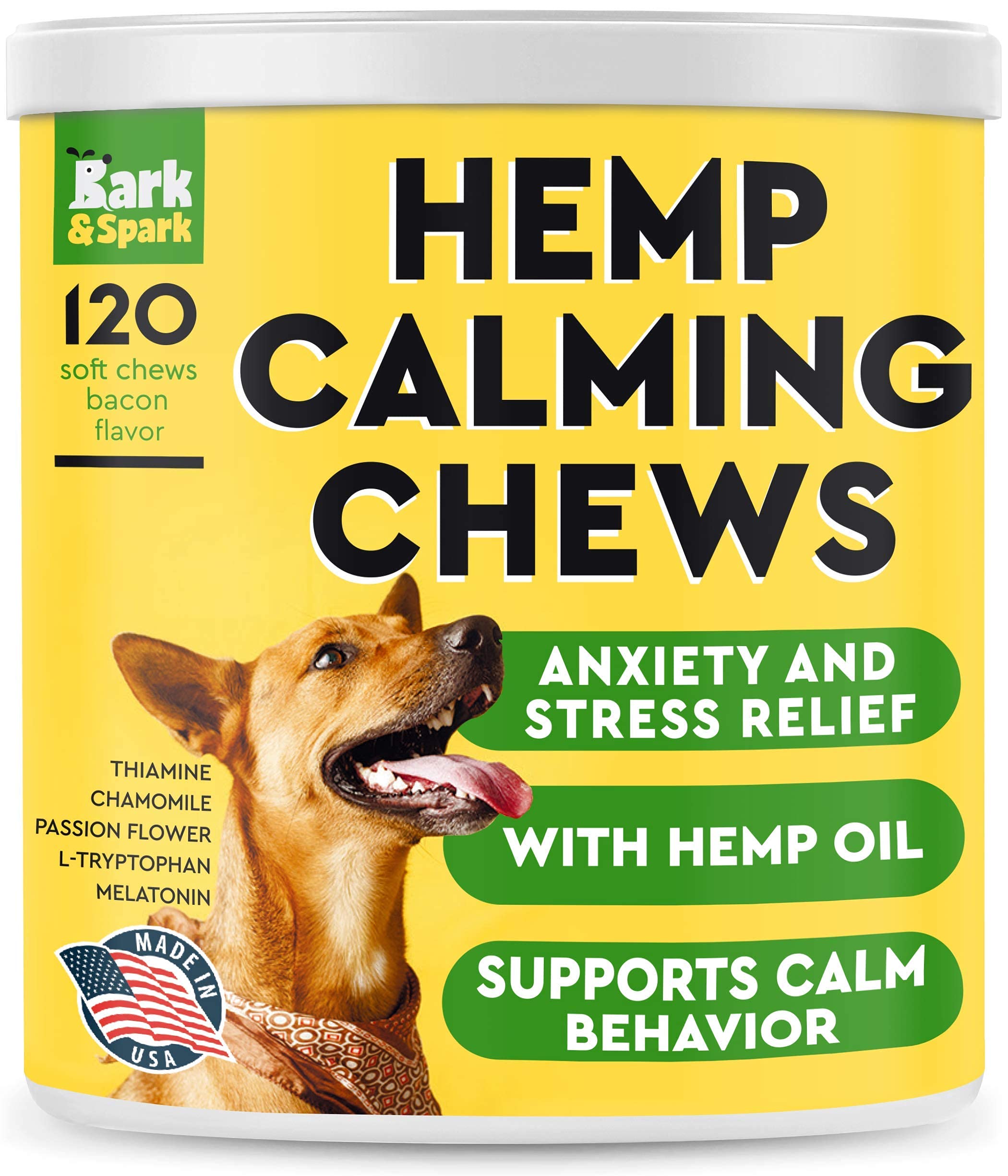 BARK&SPARK Combo of Dog Probiotics Chews + Calming Hemp Treats + Omega 3 Fish Oil Chews for Dogs - Anxiety Relief + Digestion and Immunity Support + Skin and Coat Supplement