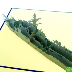 GREENHANDSHAKE Powerful US Navy Ship 3D Pop Up Birthday Card, Valentine's Day, Mother's Day, Graduation, Wedding, Thank You, Get Well, All Occasions, 8 x 6 in