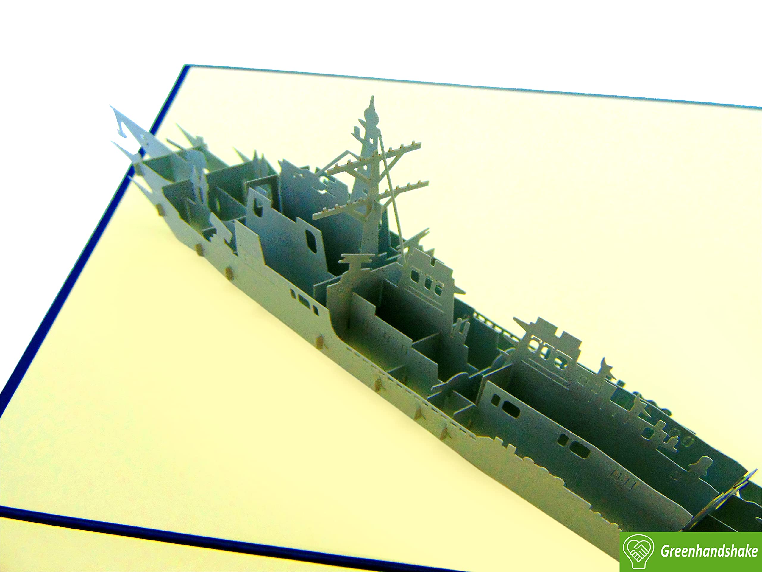 GREENHANDSHAKE Powerful US Navy Ship 3D Pop Up Birthday Card, Valentine's Day, Mother's Day, Graduation, Wedding, Thank You, Get Well, All Occasions, 8 x 6 in