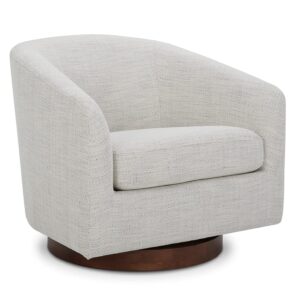 chita swivel accent chair, fsc certified upholstered fabric barrel chair for living room, ivory