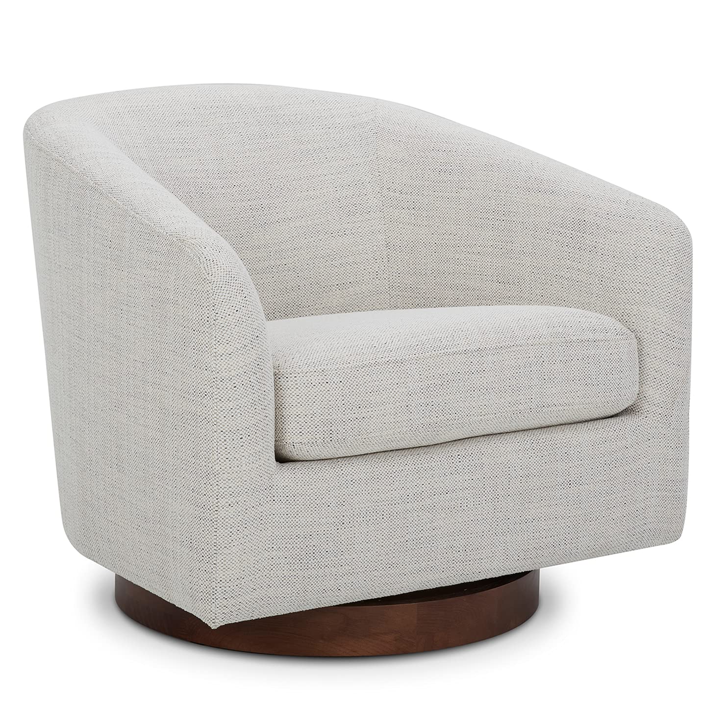 CHITA Swivel Accent Chair, FSC Certified Upholstered Fabric Barrel Chair for Living Room, Ivory