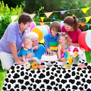 PHOGARY Cow Print Party Tablecloth (3pcs), Farm Animal Theme Barnyard Party Supplies for Picnics Disposable Plastic Rectangular Table Cover Baby Shower Kids Boys Girls Birthday