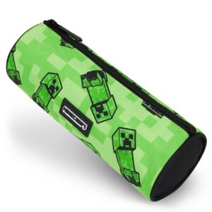 minecraft boy's gamer school pencil case round 22 cm video games design green