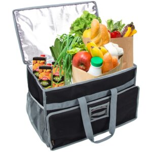 PACMAXI Insulated Food Delivery Bag XXL, 23''x14''x14'' Delivery Bag with Cups Holder, Food Delivery Bag Suitable for Delivery(Black)