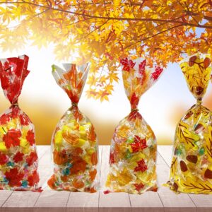 Fall Cellophane Bags 160 Pcs Fall Treat Bags Fall Goodie Bags Fall Candy Bagsfall Snack Bags Fall Treat Bags With Ties Autumn Treat Bags Fall Party Bags With Gold Twist Ties For Thanksgiving Fall