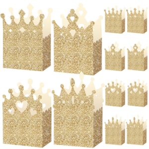 20 pieces princess crown boxes glitter princess boxes princess crown candy boxes gold crown party favor boxes glitter crown party boxes for wedding birthday baby shower supplies