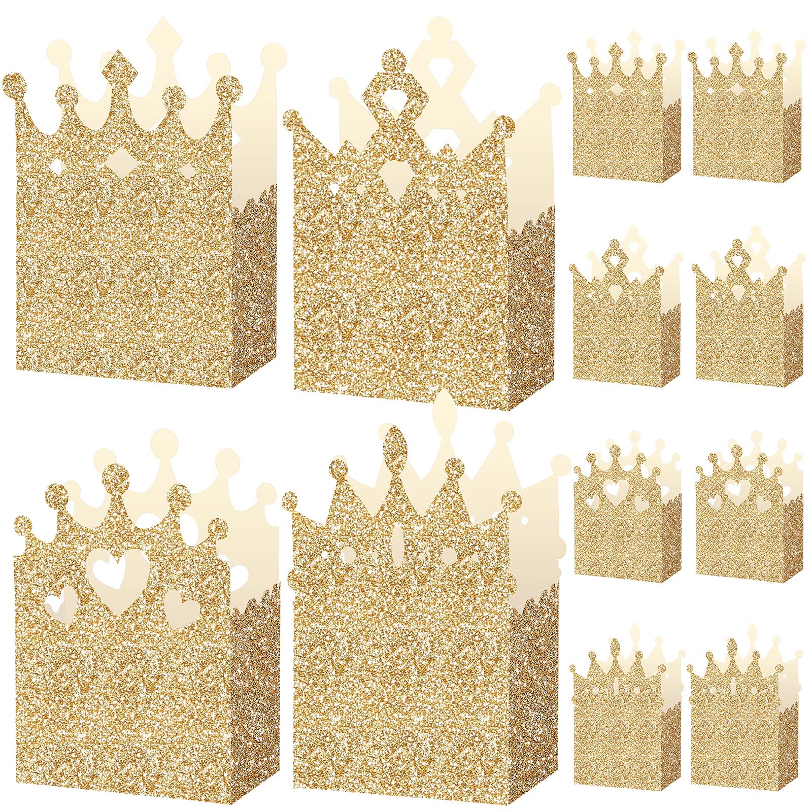 20 Pieces Princess Crown Boxes Glitter Princess Boxes Princess Crown Candy Boxes Gold Crown Party Favor Boxes Glitter Crown Party Boxes for Wedding Birthday Baby Shower Supplies