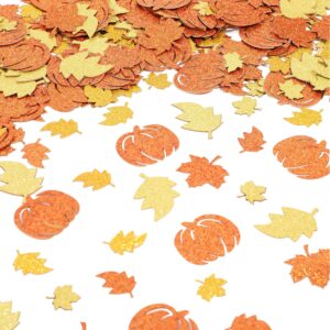 300 pcs fall glitter maple leaf pumpkin party table confetti autumn harvest thanksgiving table scatter for fall party birthday bridal shower decor