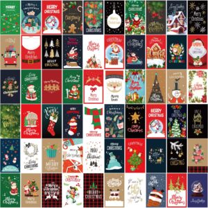 60 pieces christmas greeting cards 2 x 3.5 inch small christmas note cards claus snowman elk note cards funny mini christmas thank you cards for christmas party celebration supplies, 60 designs