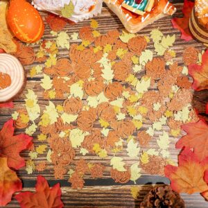 300 Pcs Fall Glitter Maple Leaf Pumpkin Party Table Confetti Autumn Harvest Thanksgiving Table Scatter for Fall Party Birthday Bridal Shower Decor