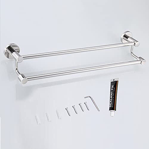 CL-ZZZ Stainless Steel Double Towel Rails, Polished Silver Finish Towel Bar 30cm-120cm, Wall Mounted Bath Towel Rod for Bathroom or Kitchen (Size : 35.4inch(90cm))