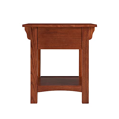 Leick Home 8222-SC Mission Impeccable End Table with Locking Secret Compartment, Made with Solid Wood, Side Table for Living Rooms, Medium Oak Finish