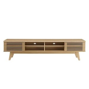 Modway Render Mid-Century Modern Low Profile 70 Inch Media Console TV Stand in Oak, 70"