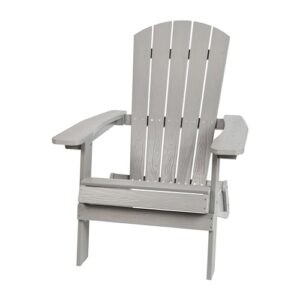 flash furniture charlestown commercial folding adirondack chair - gray - poly resin - indoor/outdoor - weather resistant